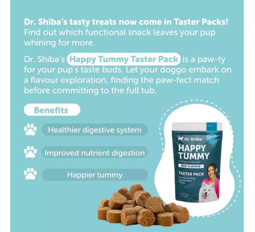 Dr. Shiba Happy Tummy 40g Taster Pack - Beef 40g Dog Treats Snack - Dog ...