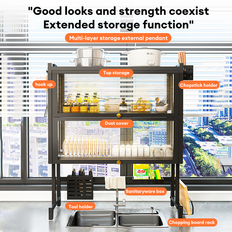 Kitchen Carbon Steel Double-layer Sink Stgare Rack Multifunctional ...