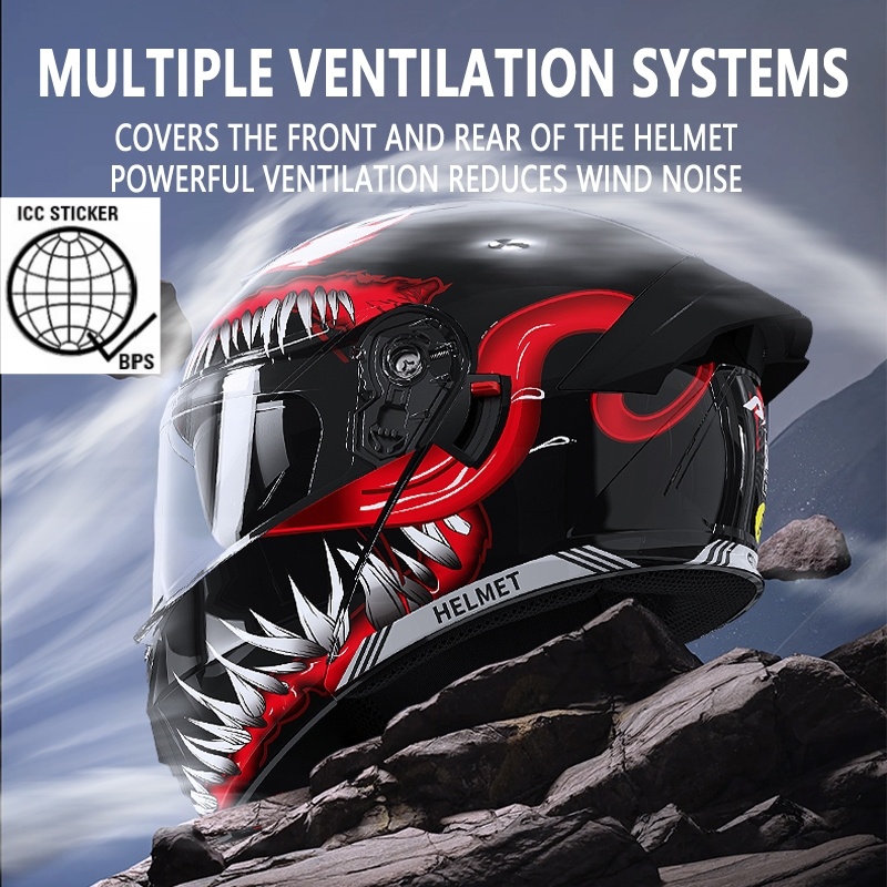 AXK Motorcycle Helmet 909 Pro Flip-Up Full Face Dust/Fog Resistant 54 ...