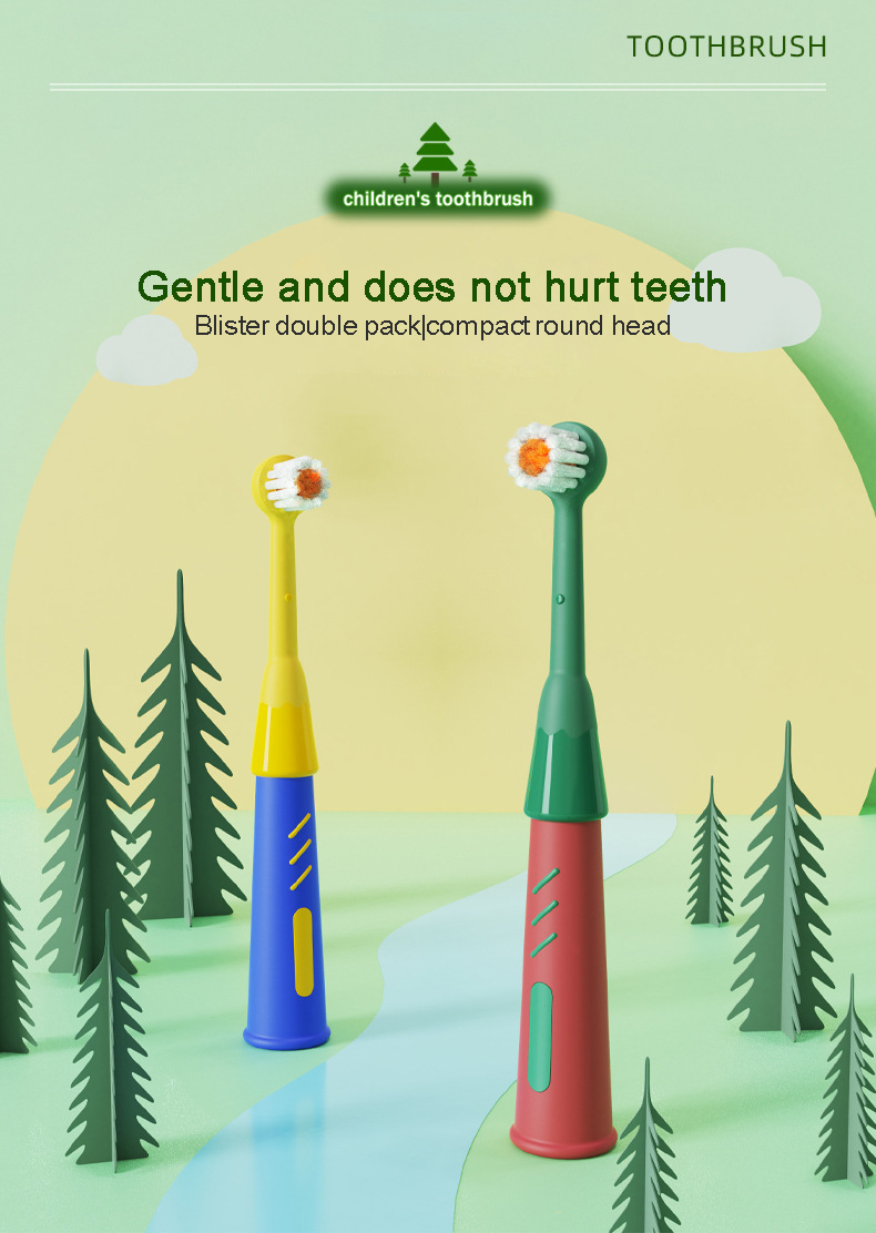 Children'S Toothbrush 3-12 Years Old 2 Pcs Cartoon Christmas Tree Soft ...