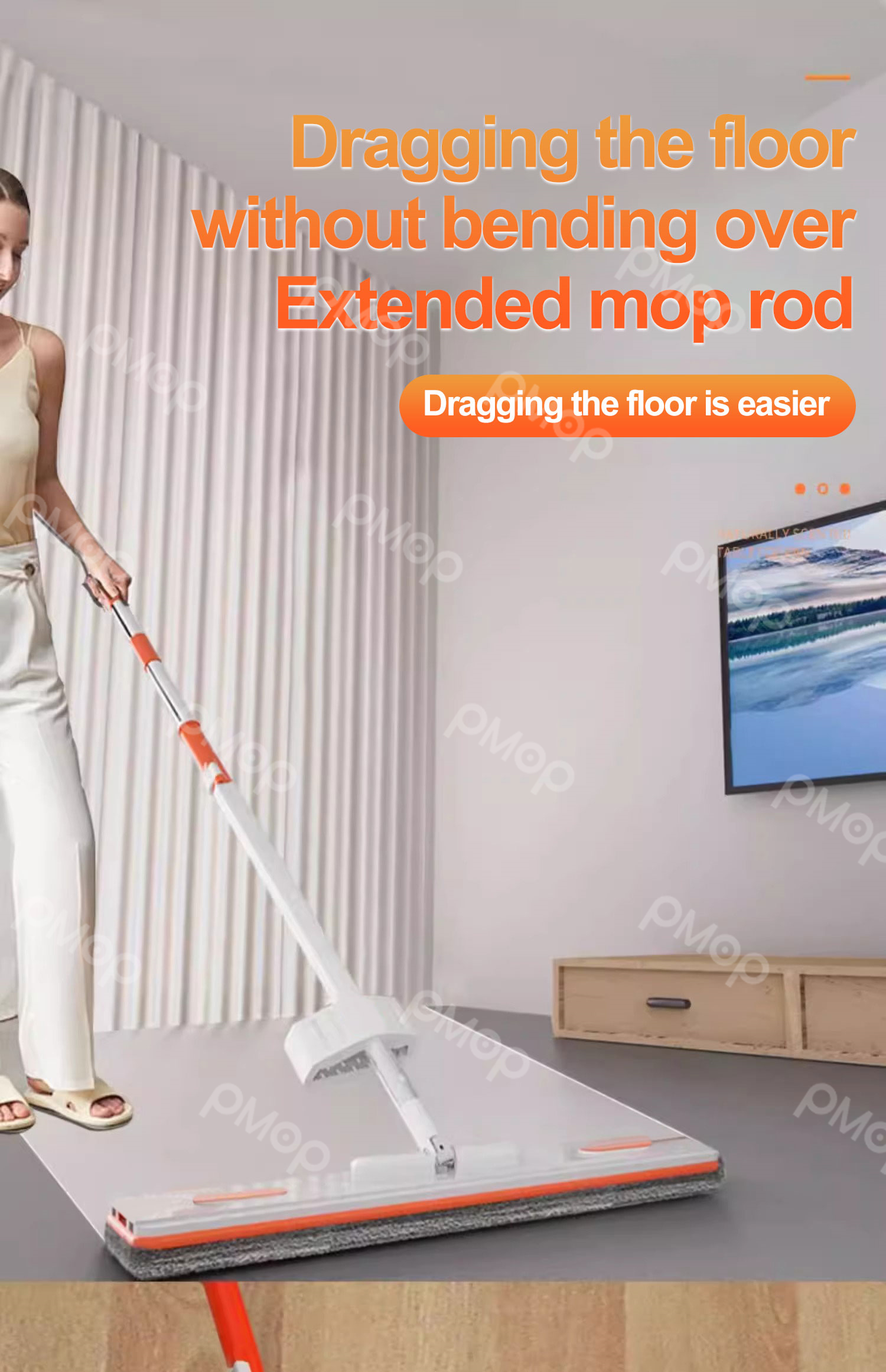 PMOP Mop with Squeezer Self Wash White and Orange Sleek Magic mop Deep ...