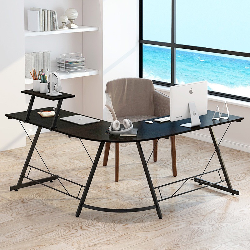MC&HOME L-shaped Curved Desktop Table for Office Work Gaming Sturdy ...
