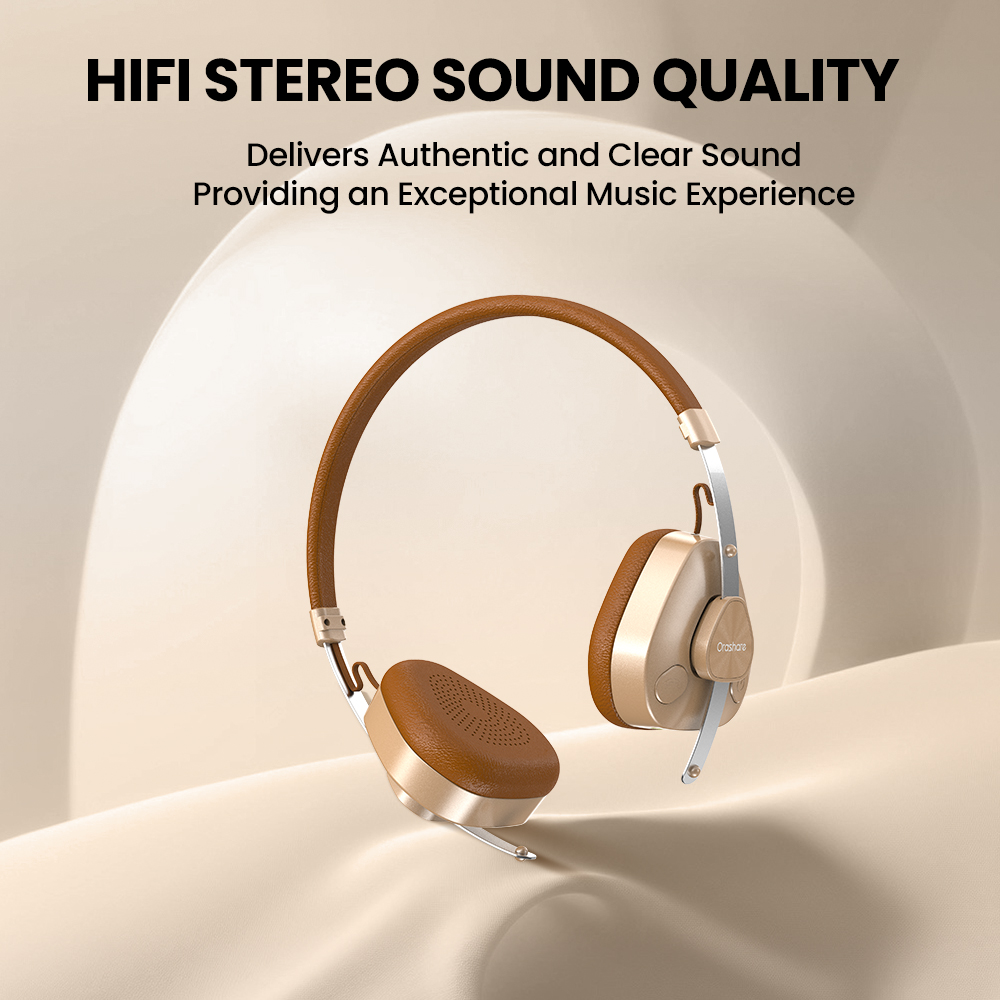 Orashare HS04 Retro Wireless Headphones with Mic Bluetooth 5.4 HiFi Stereo Long Battery Headset ...