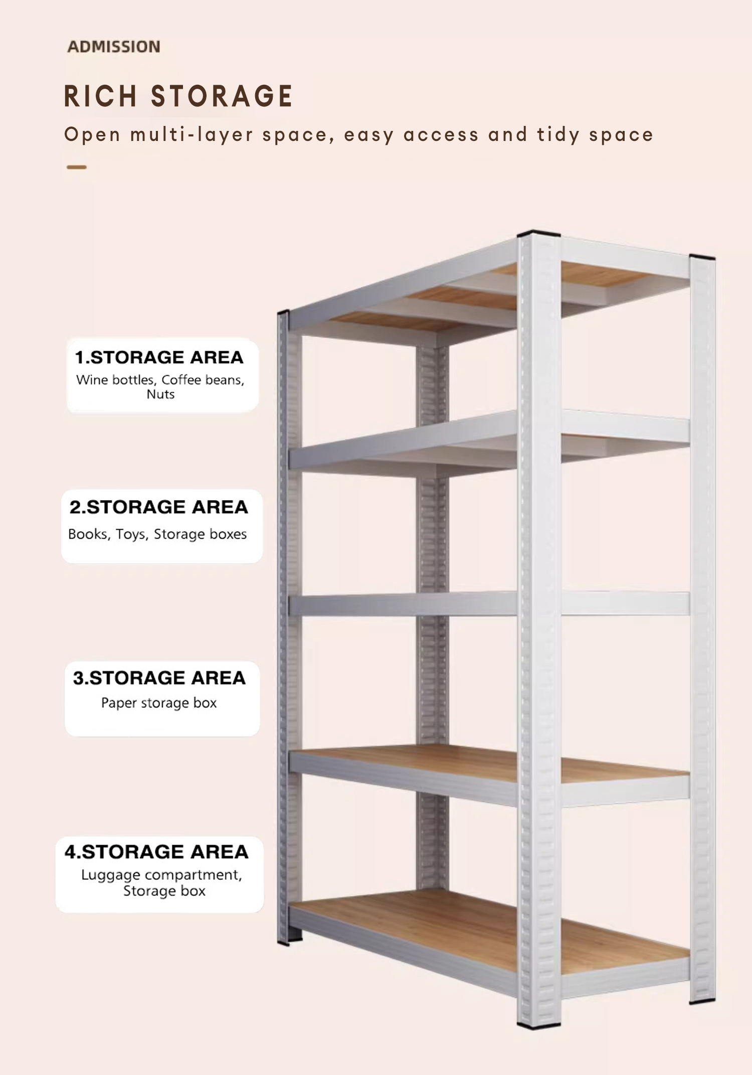 6layer Metal Rack Steel Rack Boltless Rack Goods Storage Shelf Heavy ...