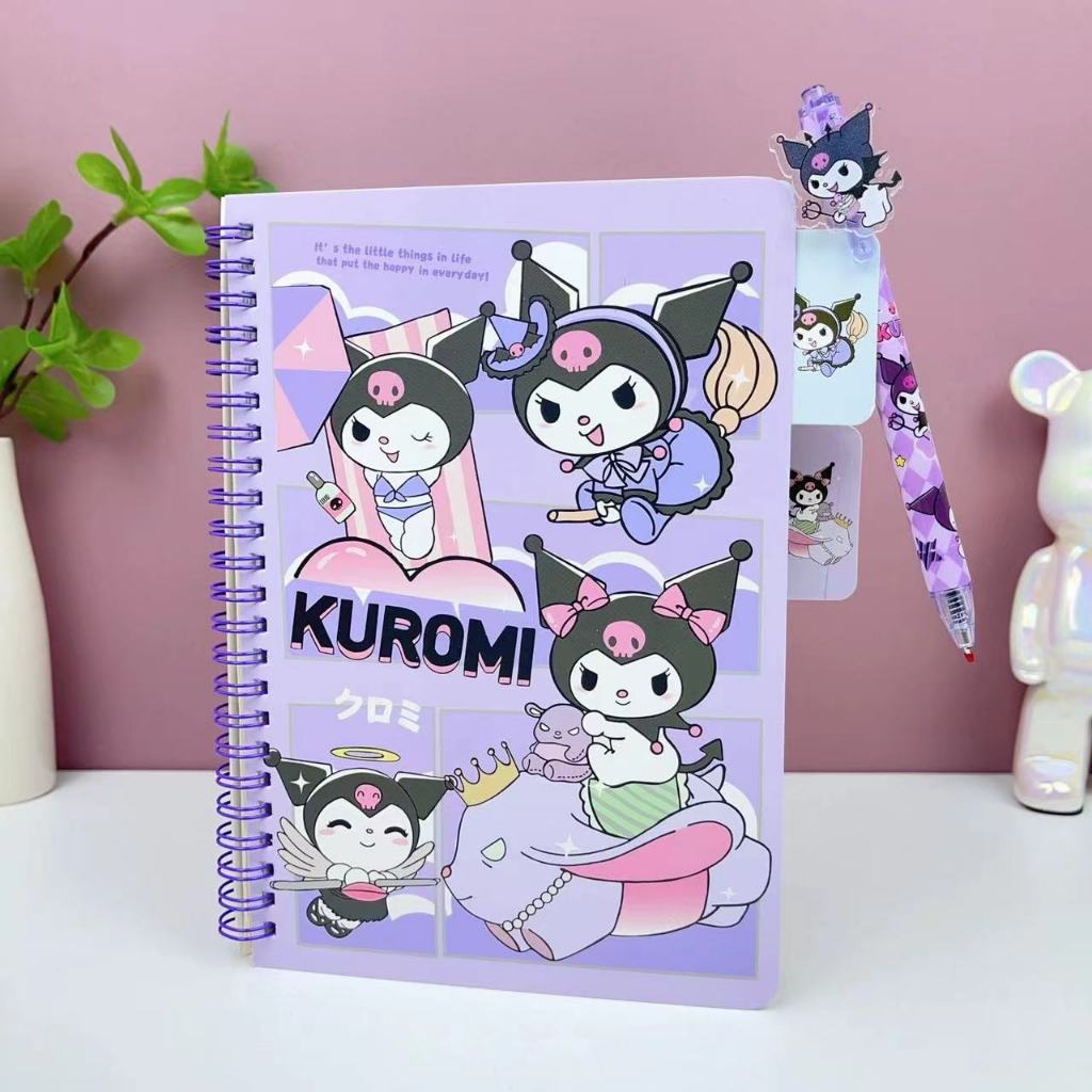 Timi Straw Sanrio Diary Journal Straw Set Kuromi Notebook Student Girl Cartoon Sanrio Handbook ...
