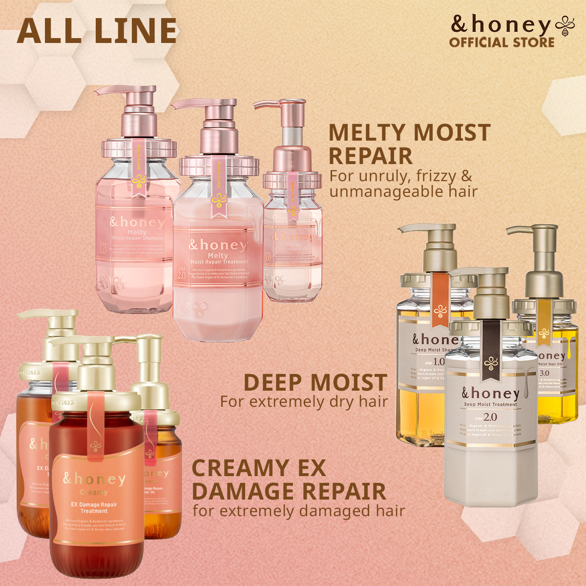 &Honey Melty Complete Set (Shampoo, Treatment, and Hair Oil) | Shopee ...