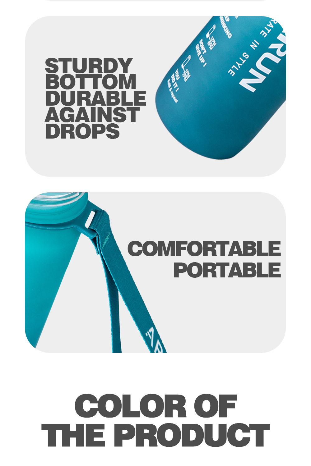 ARUN Motivational Water Bottle 1000ML with Times & Removable Strainer ...
