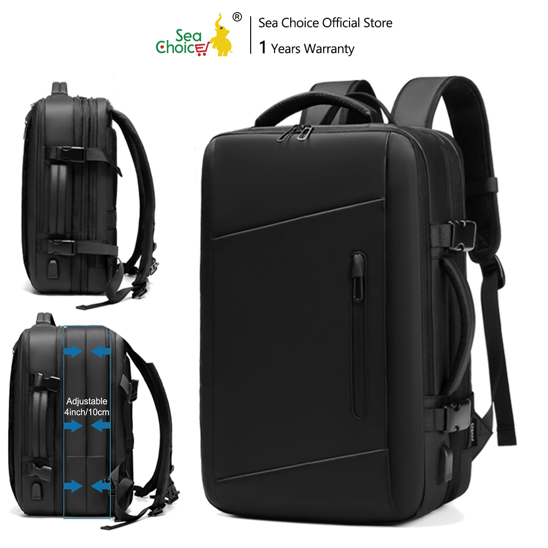 SeaChoice High Quality Black Expandable School Backpack Laptop Bag with ...