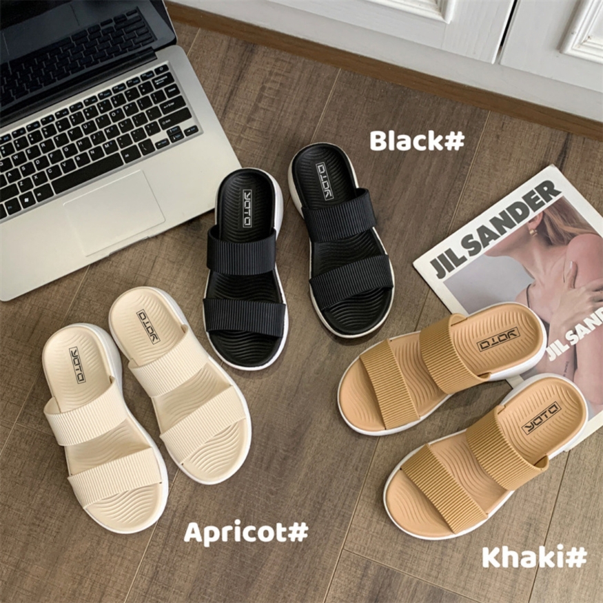 YOTO New Fashion Two Strap Rubber Made 5cm Sole Height Slip On Casual ...