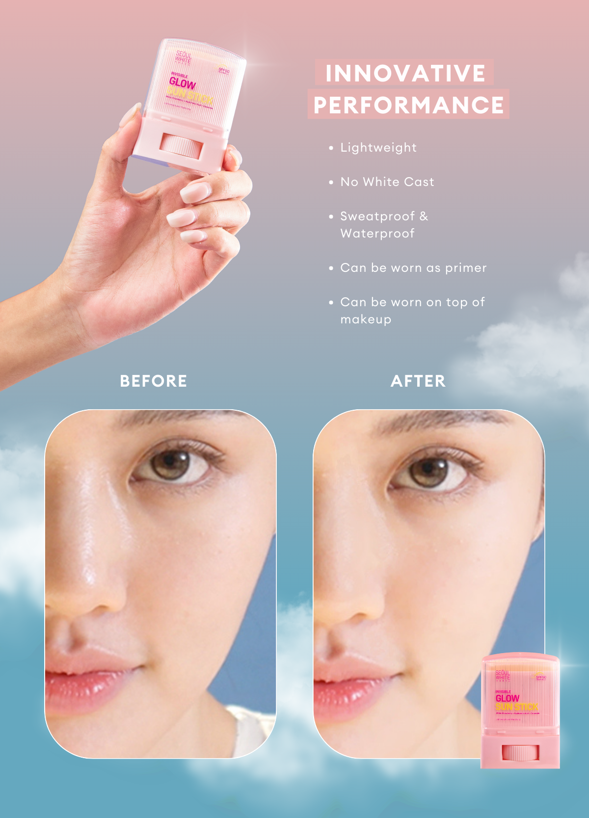 Seoul White Korea Invisible Glow Sun Stick 20g SPF50+ UVA/UVB PA ...