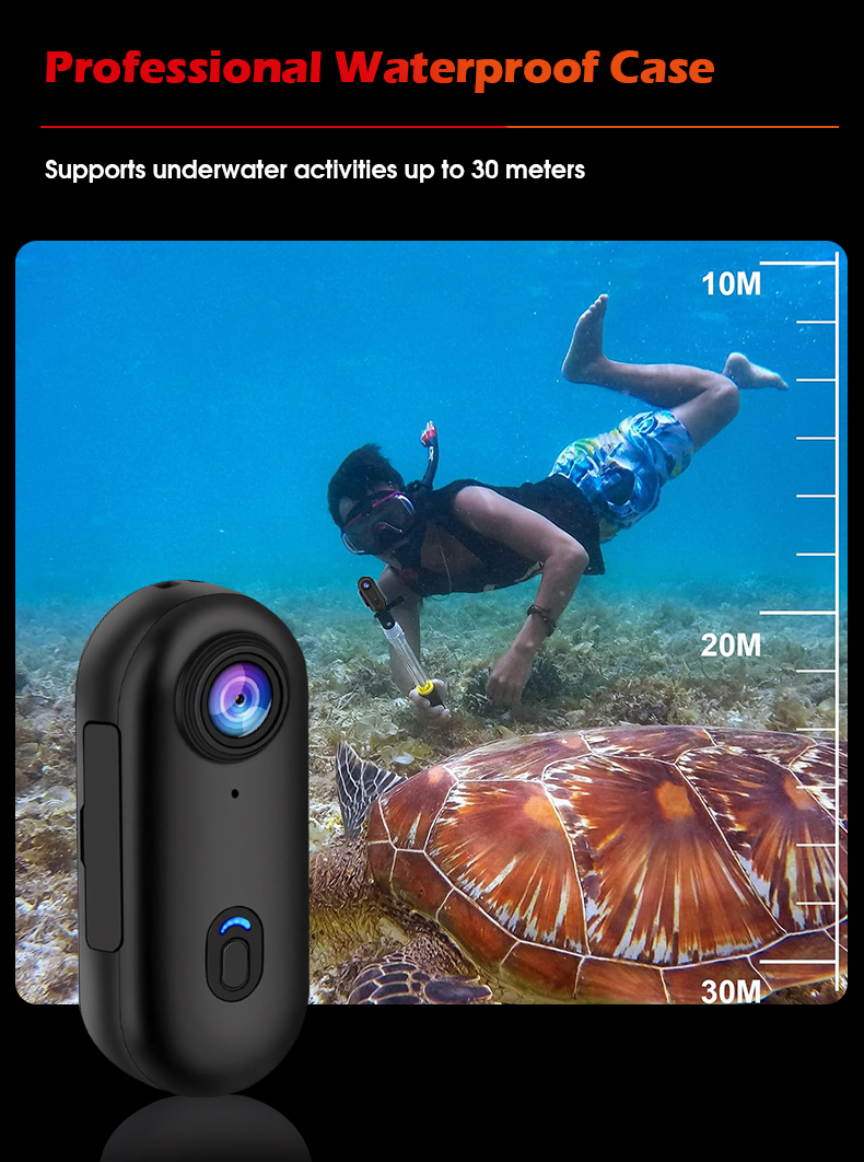 Mini Action Camera 4K/30FPS WiFi Camera Wateroroof Live Portrait Mode ...