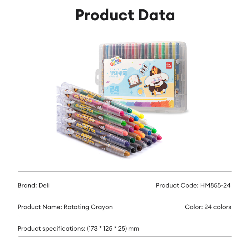 Deli 12/24/36 Colors Rotating Crayon Set Washable Non-Toxic Art Pens ...