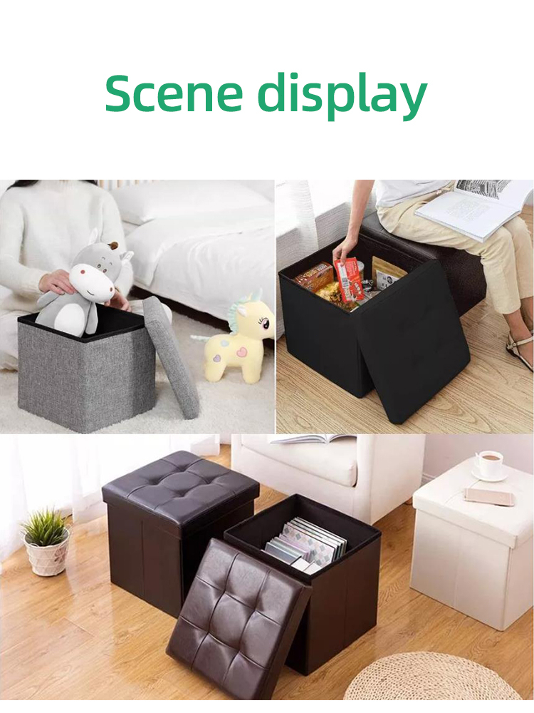 Leather Storage Stool Shoe Changing Storage Stool Sofa Rectangular ...