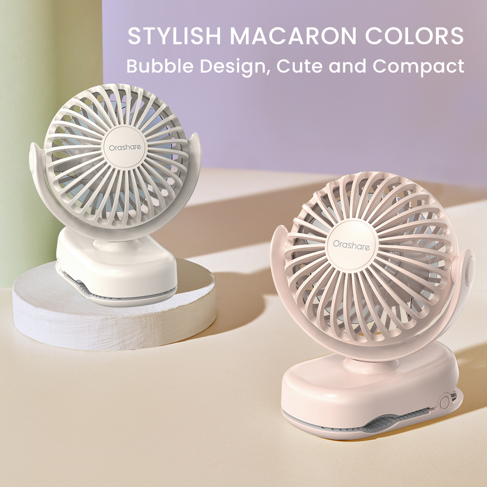 Orashare CF01 Mini Clip Fan 3 Speed Wind 1200mAh Rechargeable Fan 720 ...