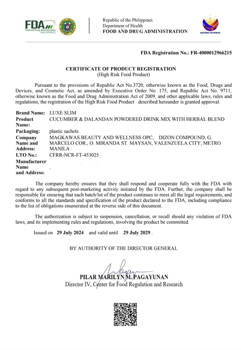 Luxe Slim Cucumber & Dalandan Powdered Drink Mix with Herbal Blend ...