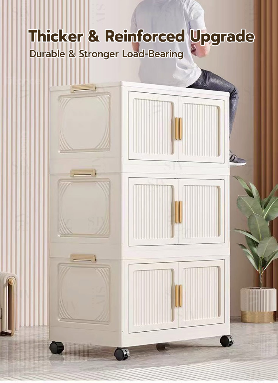 SIV 40-80cm Plastic Folding Storage Cabinet Organizer Foldable Storage ...