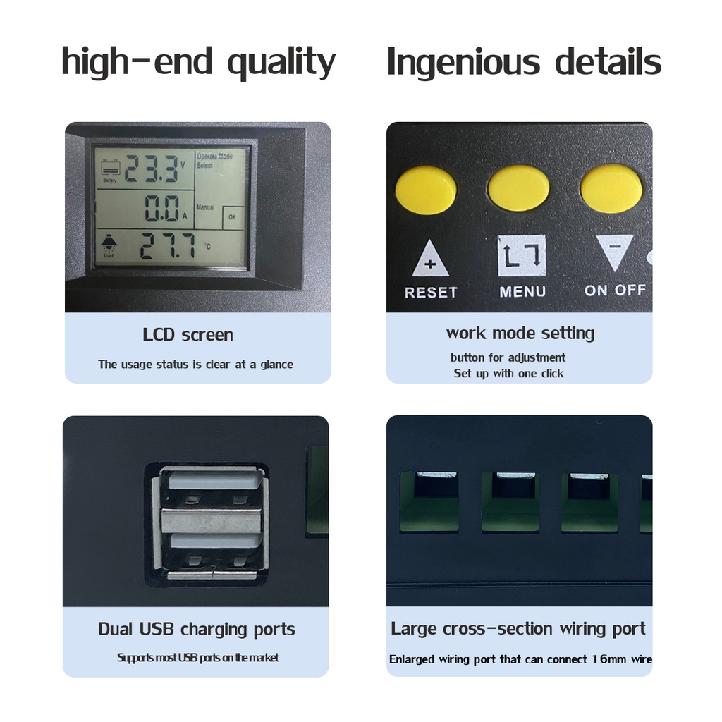 MPPT Solar Ccontroller 60A/80A/100A12V 24V 36V 48V AUTO Battery Charger ...