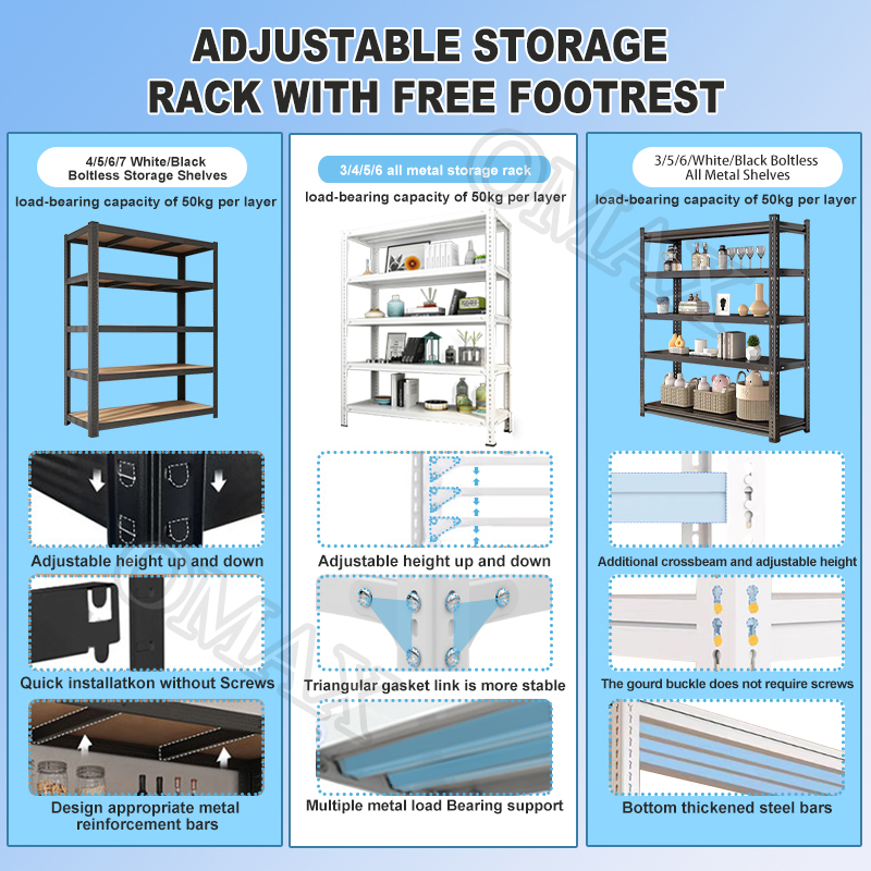 6 Layer Steel Rack Metal Rack Kitchen Storage Rack Boltless Rack Steel ...