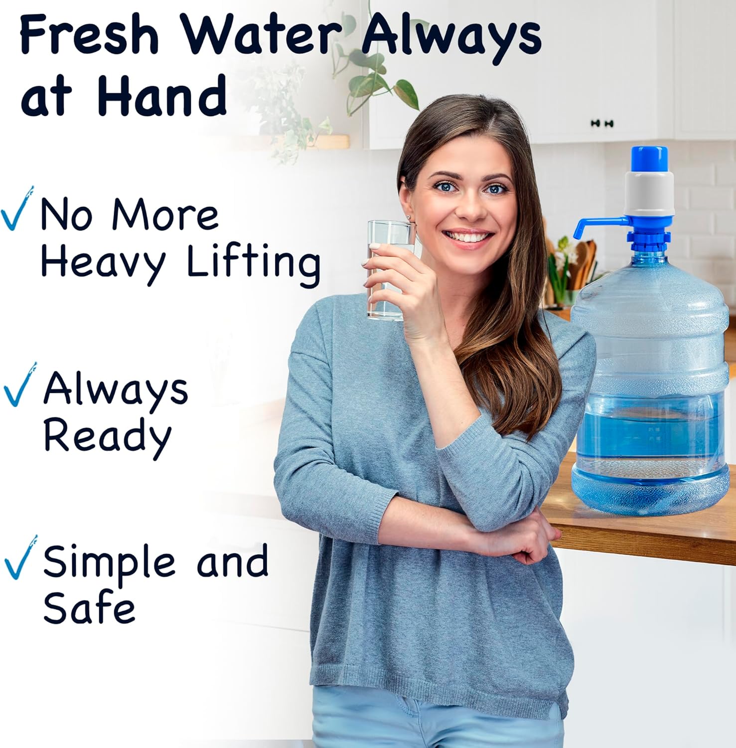 Hand Press Water Pump Dispenser Easy Manual Bottled Drinking Water ...