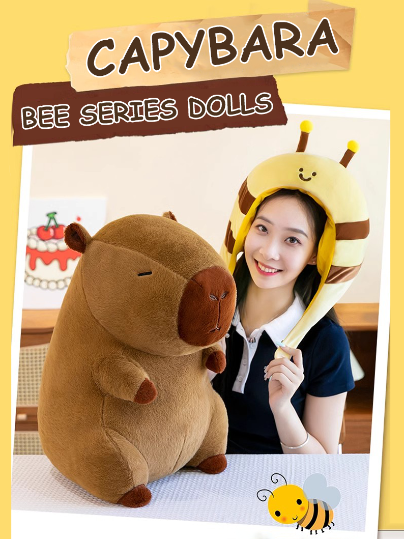 Bee Hat Capybara Doll 30/40CM Toy Red Water Guinea Pig Plush Cute ...