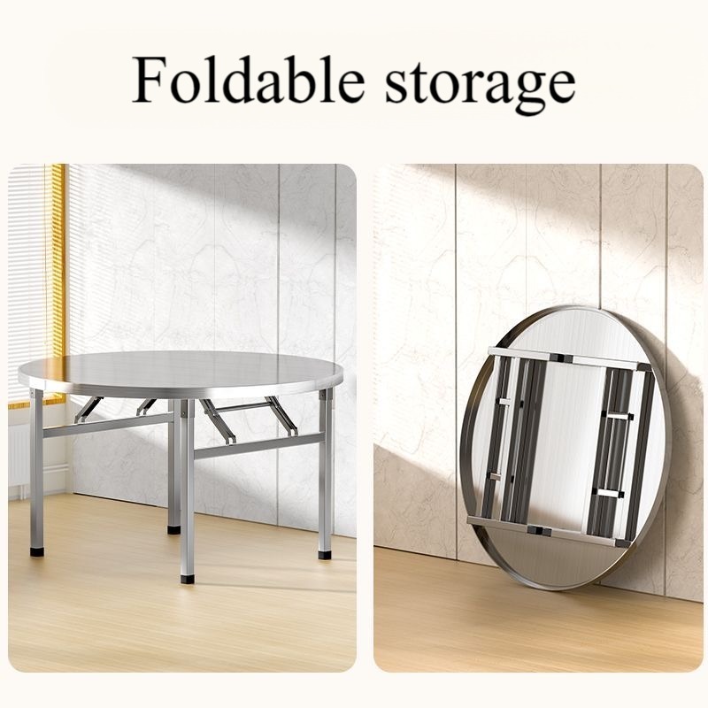 Stainless Steel Folding Table Round Table Foldable Dining Portable ...