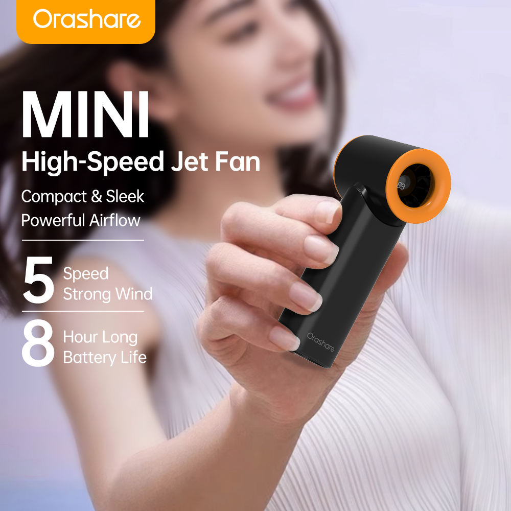 Orashare HF11 Handheld Jet Mini Fan 3000mAh Rechargeable Portable Fan 5 Gears High-Speed Strong ...