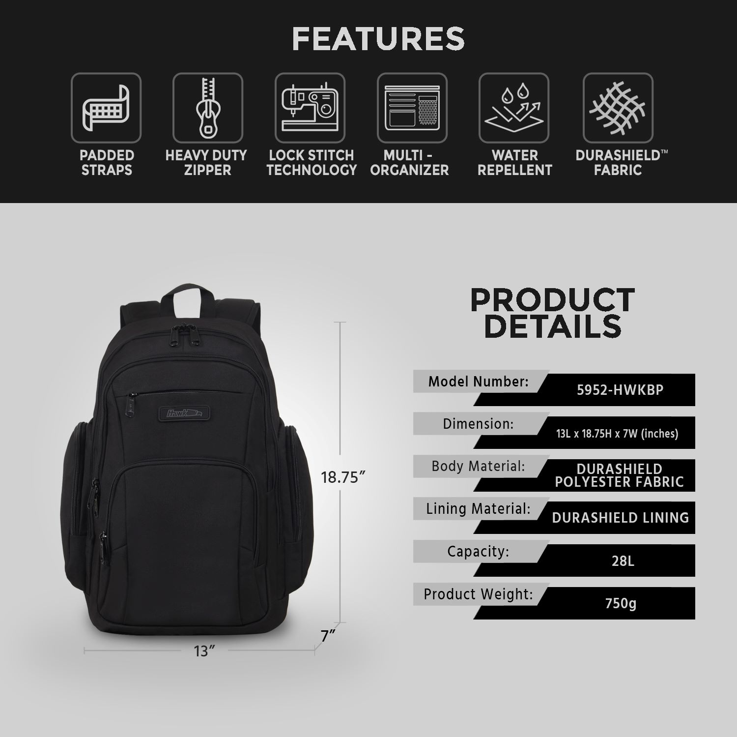 Hawk 5952 Lifestyle Backpack | Shopee Philippines