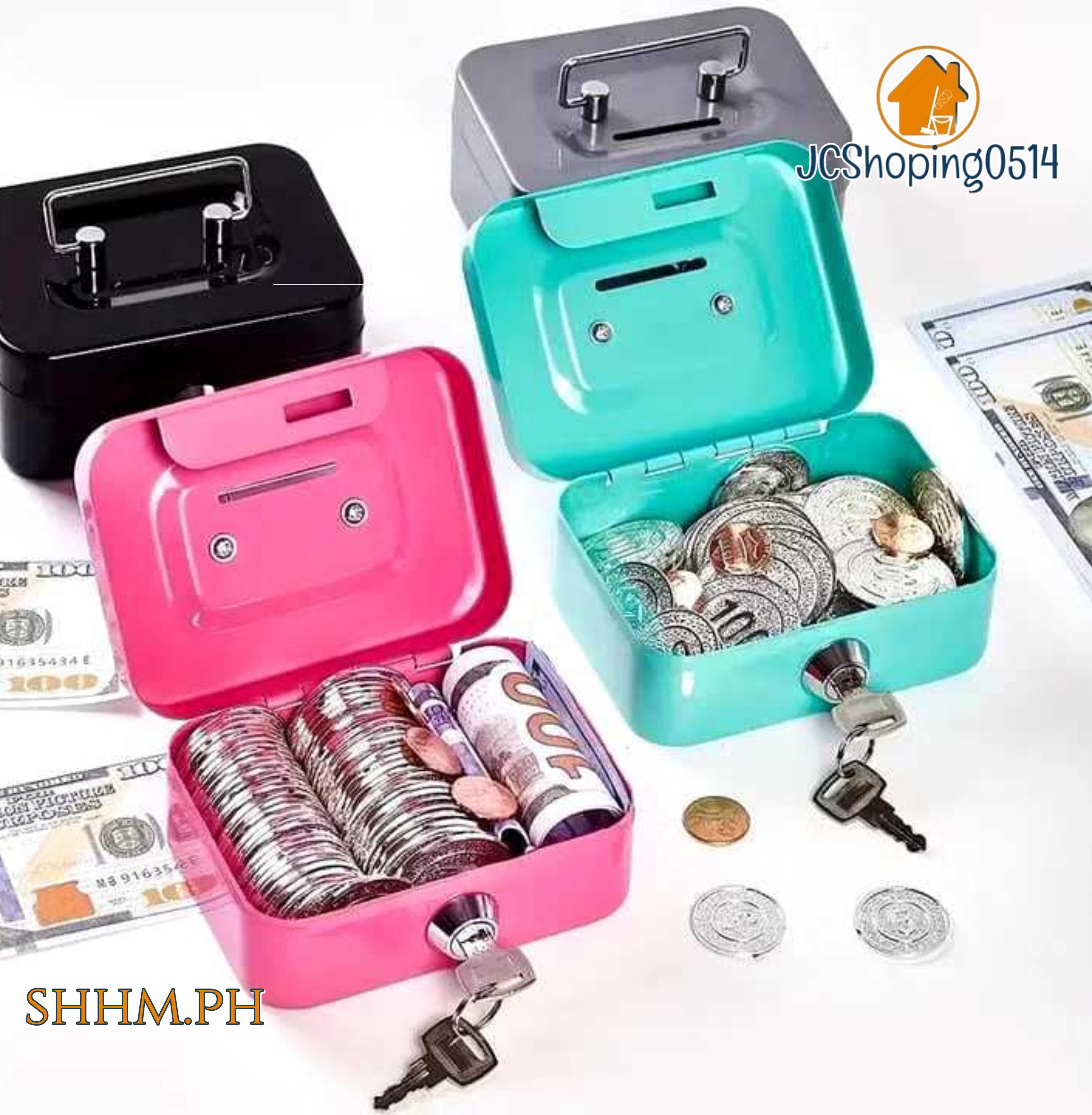 SHHM.PH 1pcs Small Money Lock Box Security Box Safe Lock Box Mini Metal ...
