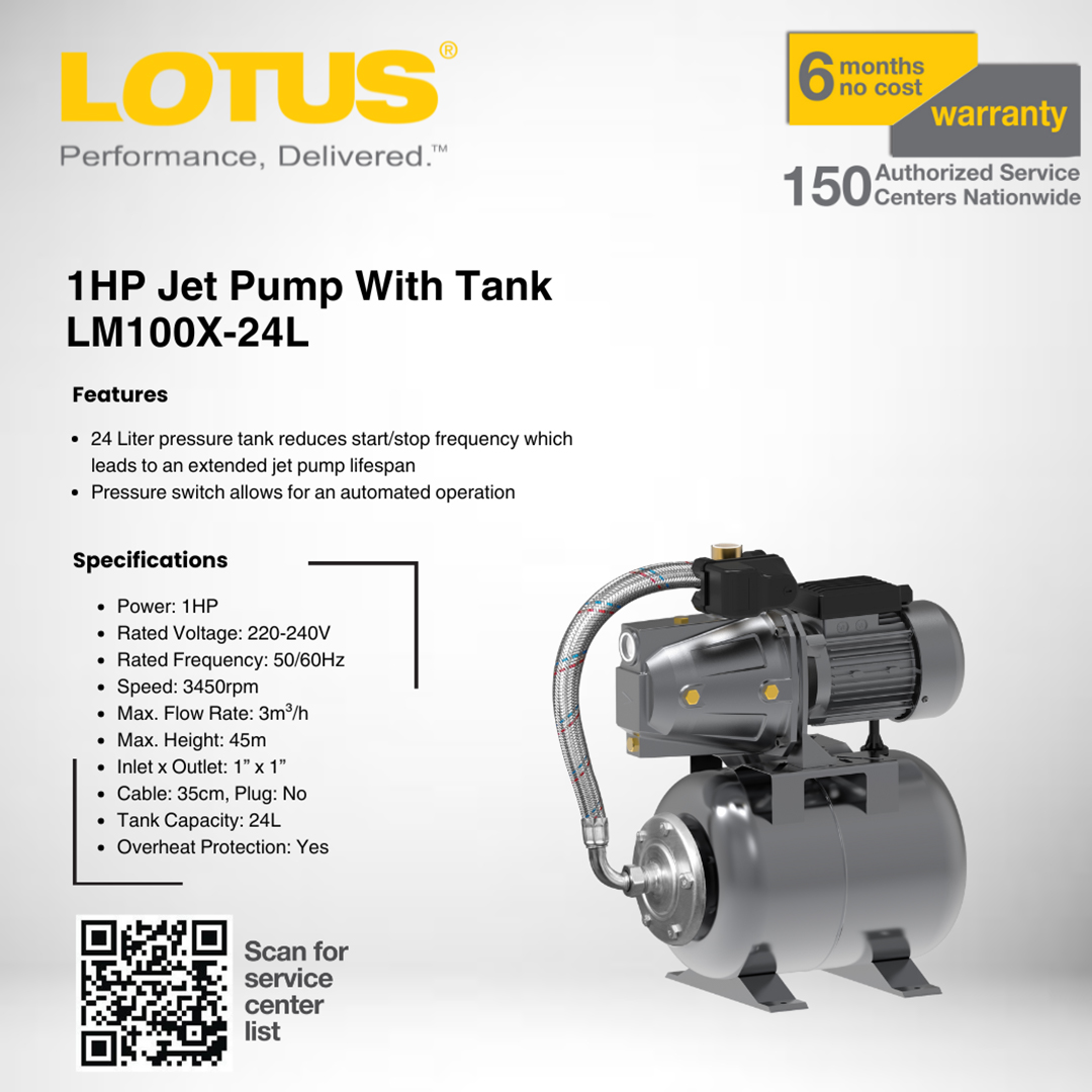 Lotus Jet Pump (DEEPWELL) 1HP LM100X-24L | Water Pumps, Parts ...