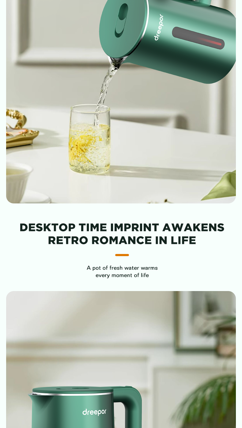 Dreepor Electric Kettle 2L/2.3L Capacity Electric Heater Stainless ...