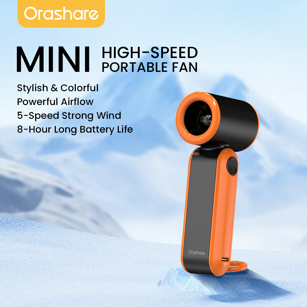 Orashare HF11H 3000mAh Turbo Mini Fan Rechargeable Handheld Jet Fan 5 ...