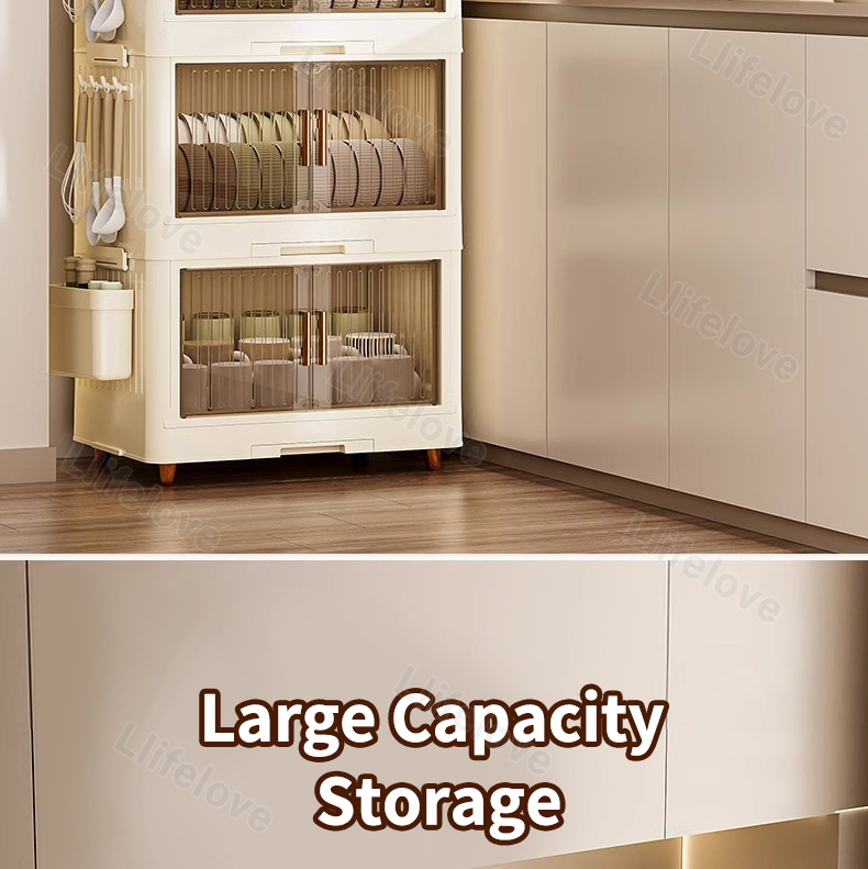 Dish Rack Dish Drain Cabinet Plastic Dish Cabinet With Cover Foldable ...