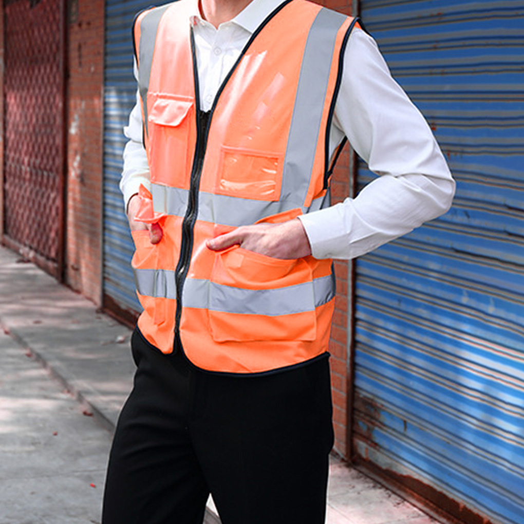 Custom Safety Vest Logo Class 2 High Visibility Vest With 5 Pockets and ...