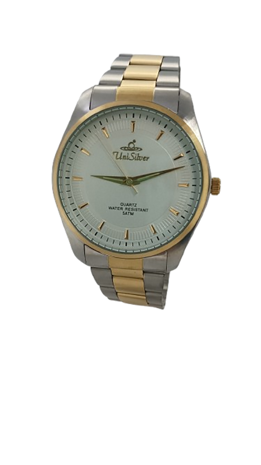 UniSilver TIME Men's Two Tone /Silver/Gold / White Analog Stainless ...