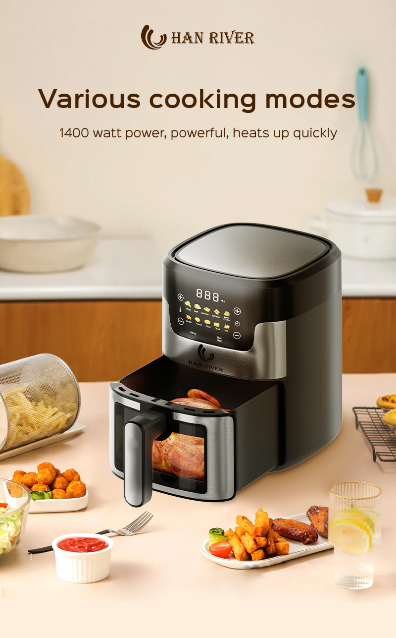 HAN RIVER Air Fryer 8L Stainless Steel Visualization Glass Pot | Shopee ...