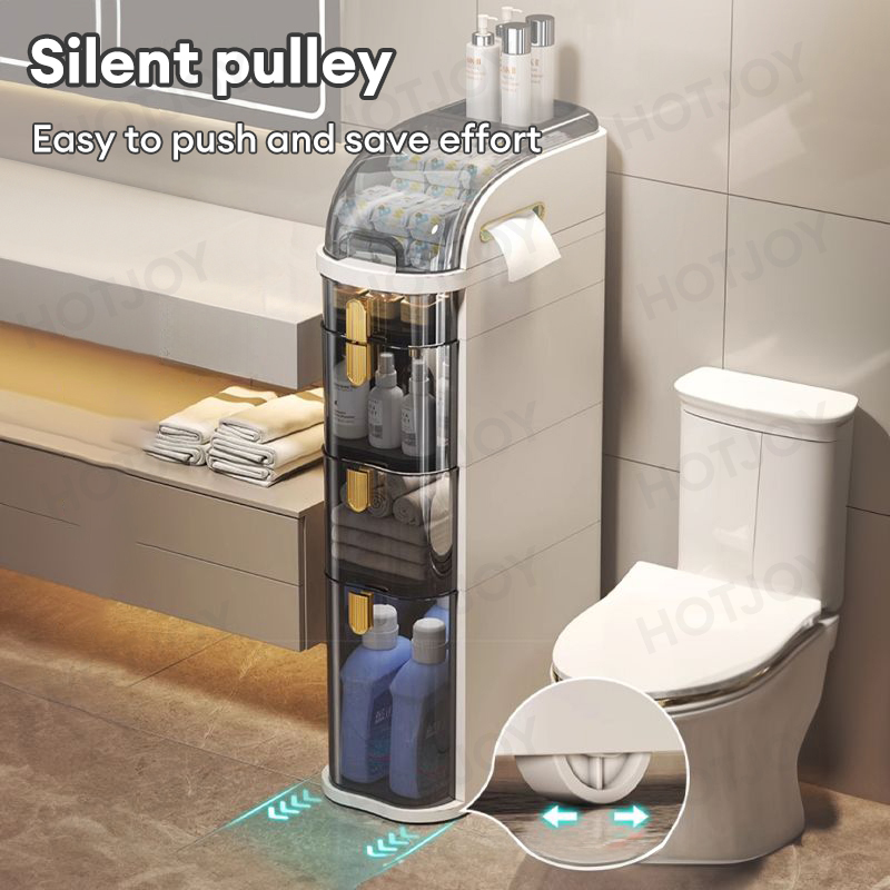 HOTJOY Bathroom Organizer Rack Slim Cabinet Plastic Cabinet Organizer ...