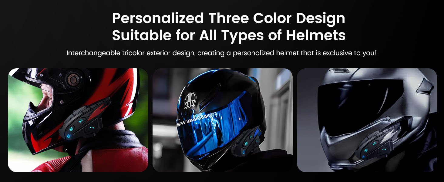 GEARELEC Shark Bluetooth Motorcycle Intercom Helmet Headset 1000m ...