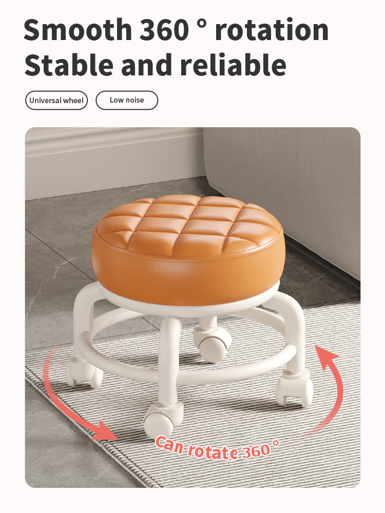 AIODIY Small Stool With Wheels Mini Baby Round Stool With Sofa Foot ...