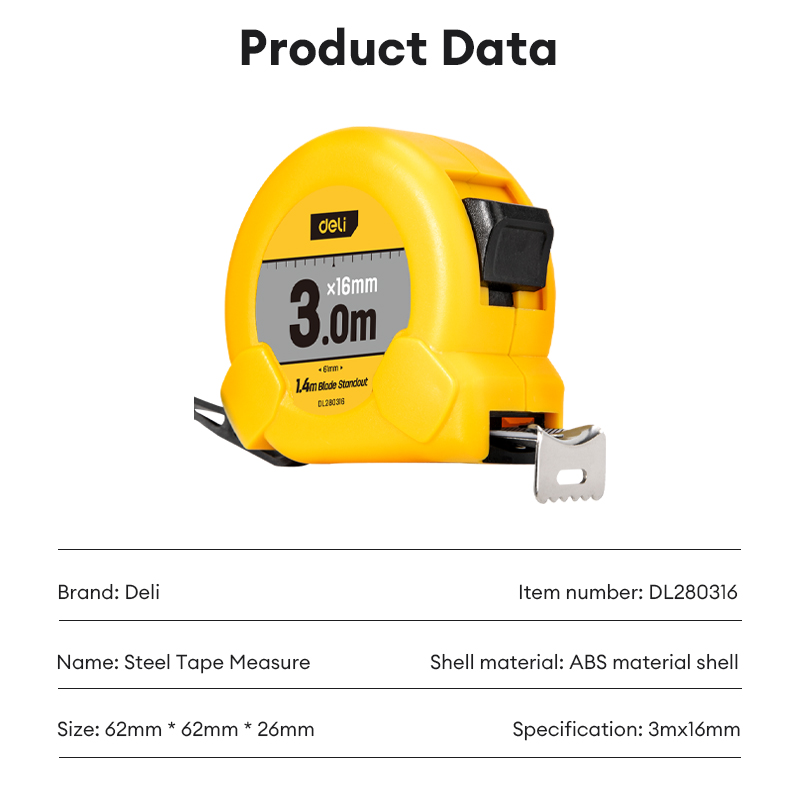 Deli Tools Steel Measure Tape 10mx25mm Metric Measuring Tape Meter ...