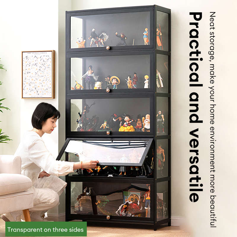 Bamboo Display Cabinet 3/4/5 Layers Acrylic Bamboo Three Sided ...