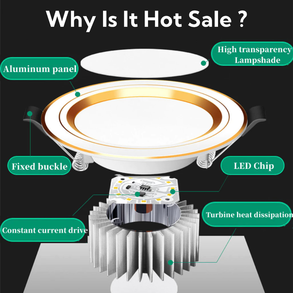 Gold Star LED Downlight Ceiling Lights Tricolor Dimming High Quality ...