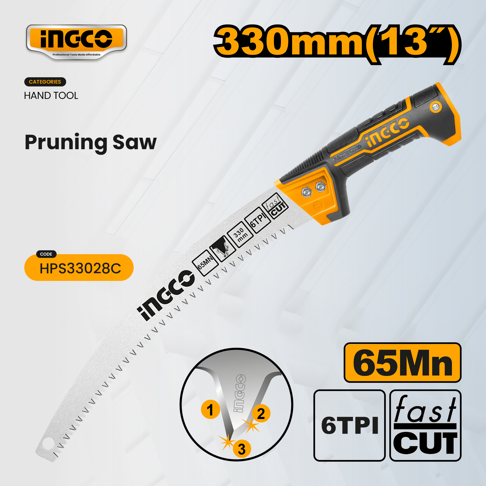 Ingco 13-Inch Curved Pruning Saw Hand Pruner for Tree Branch Cutting NO ...