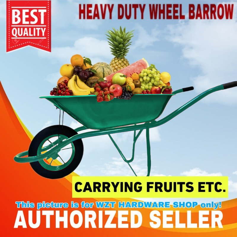 Wheelbarrow Heavy Duty Deep-Type 14" Inflatable tires Tire 65Liters ...