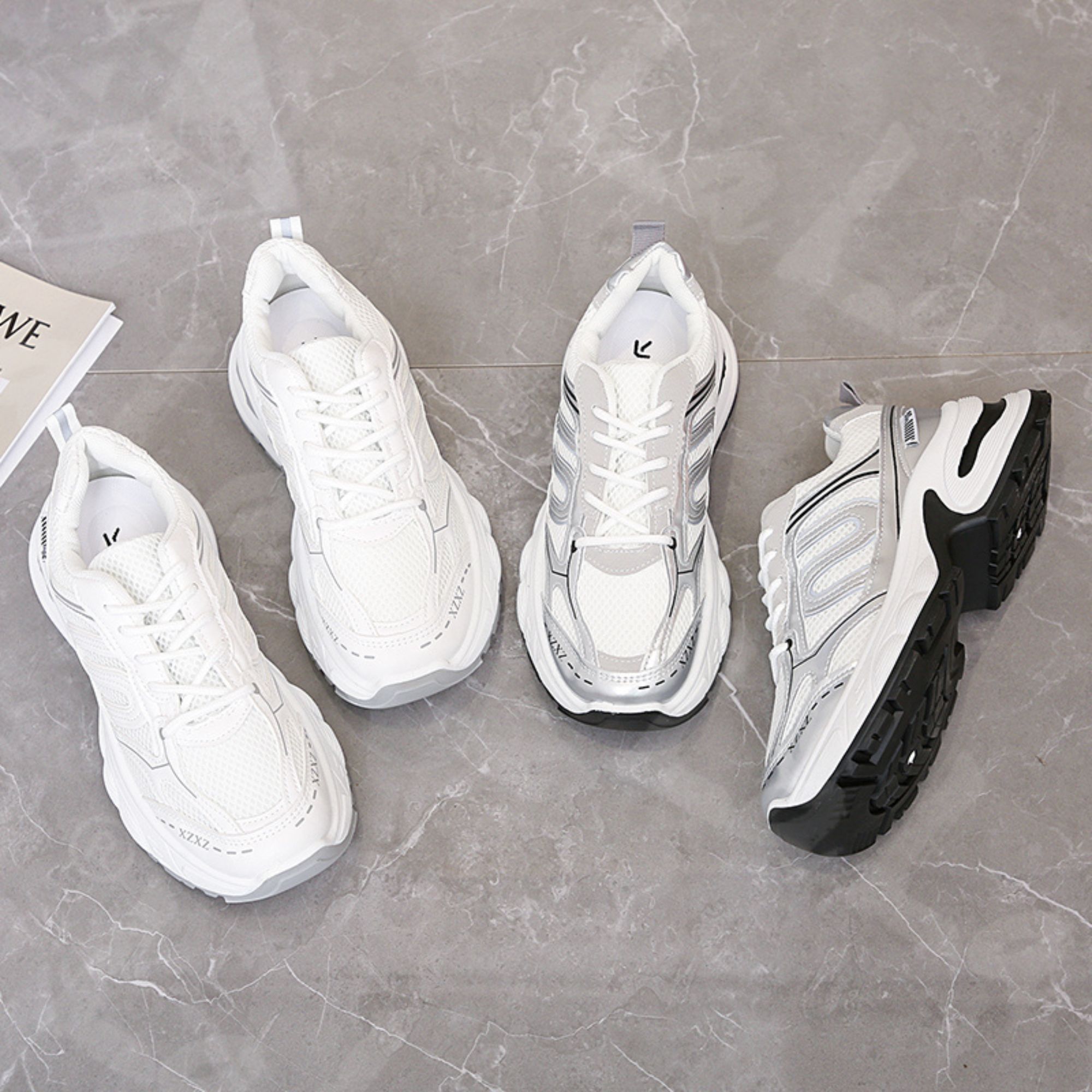 LALA Women Sneakers Casual Rubber Shoes made in Leather and fabric ...