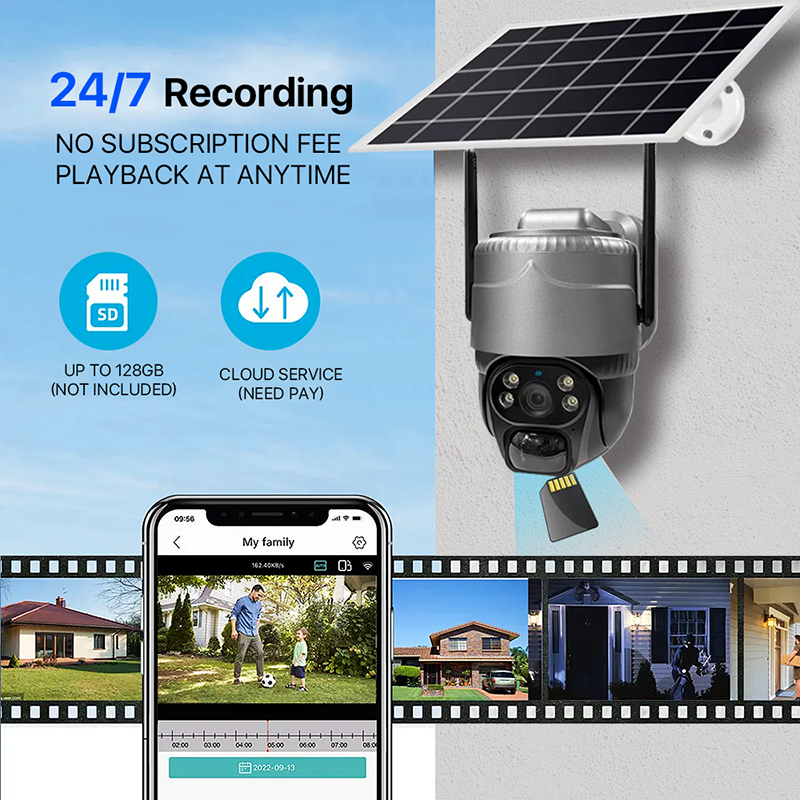 24h Video V380 Outdoor 4G Solar CCTV Camera Wifi Connect To Cellphone ...