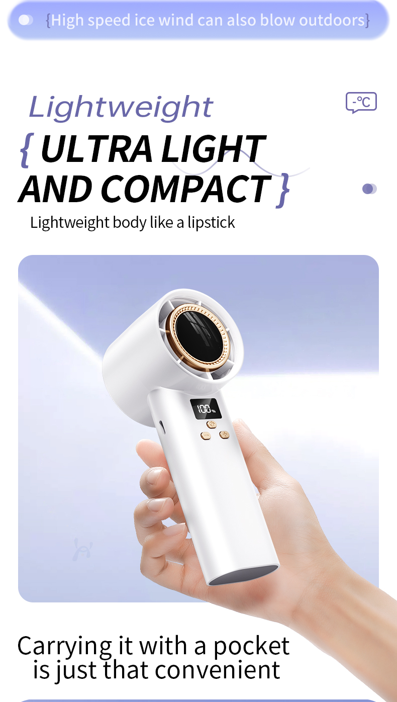 ZOLURA New Cool Mini High Speed Fan With LED Display 100 Gear Wind ...