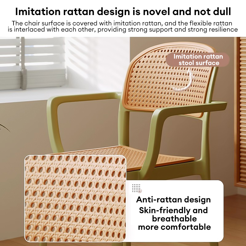 Rattan Chairs Vine Woven Plastic Chair Dining Chair With Handrail ...