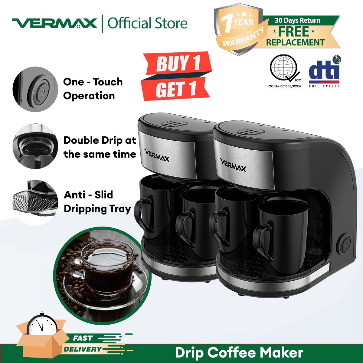 Vermax [Buy 1 Take 1] Coffee Maker 2 cup drip coffee maker Coffee ...