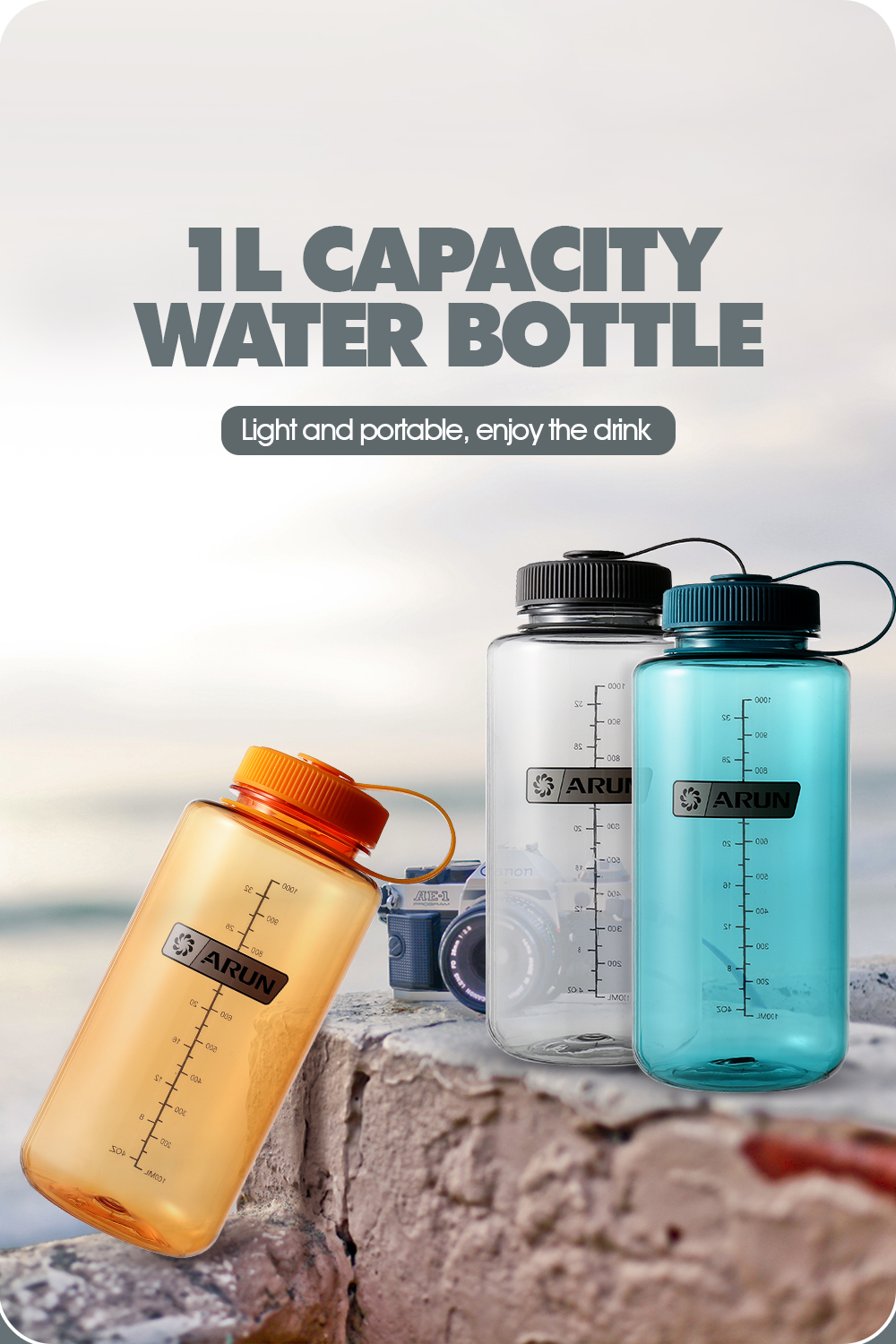 Arun Wide Sports 1 Liter Water Bottle Transparent Bottle Everyday Use ...