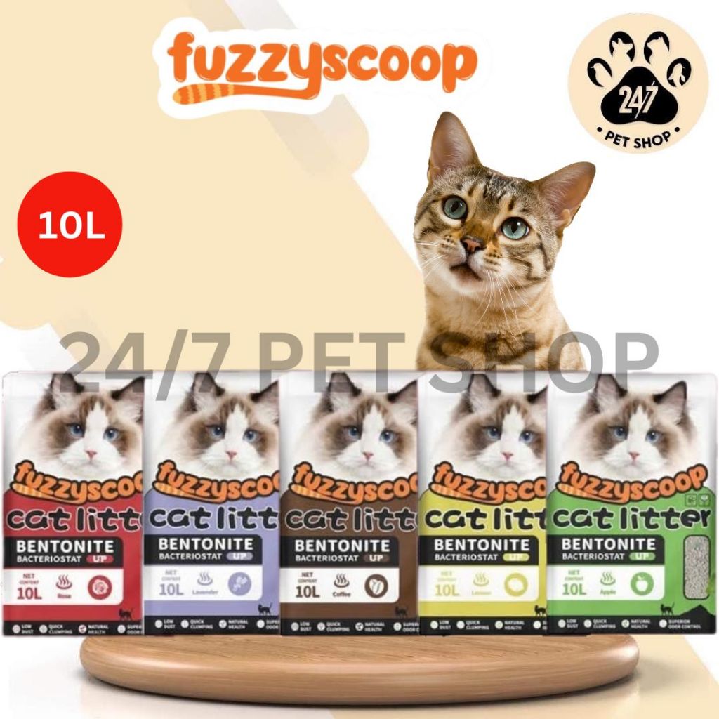 10L Fuzzy Scoop Bentonite Cat Litter Sand All Stages Adult Kitten Fast ...